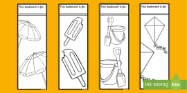 Printable Summer Bookmarks to Colour - Reading - Twinkl