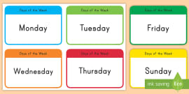 Days of the Week Flashcards (teacher made)
