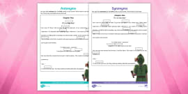 Synonyms and Antonyms – Printable Grammar Game for KS2