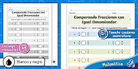 Comparar y ordenar fracciones - trabajo diferenciado -Twinkl
