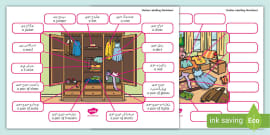 Summer Clothes Labelling Differentiated Worksheets Arabic/English