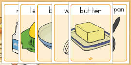 Pancake Day Recipe Word Cards (teacher made) - Twinkl