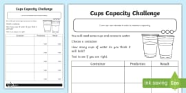 Capacity More or Less Worksheet / Worksheet - Capacity Matching Cards EYFS