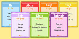 Gaeilge Irregular Verbs A4 Display Poster - Twinkl
