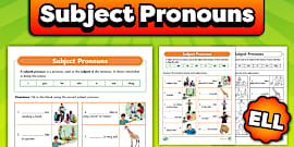 Subject and Object Pronouns Worksheet Pack for ELL