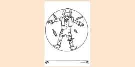 Boy Throwing Stones Colouring Sheet
