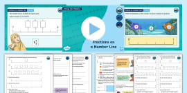 KS1 Missing Fractions on a Number Line Worksheet - Twinkl