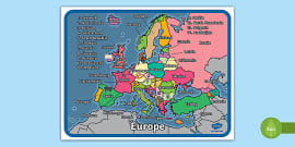 Map of Europe with Names (teacher made) - Twinkl