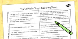 2014 National Curriculum Year 4 Maths Target Colouring Sheet - numeracy