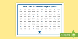 Years 3 and 4 Common Exception Words Editable Whole Class Assessment