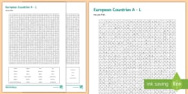Countries Word Search | World | Ages 7–11 | Twinkl Resources