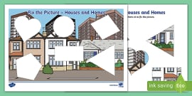 Houses and Homes Complete the Symmetrical Picture Worksheet / Worksheet ...