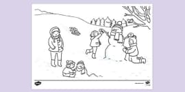 Cold Scene Colouring Page (Hecho por educadores) - Twinkl