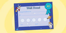 FREE! - Reading Challenge Chart Certificates Space Themed