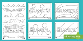 FREE! - Elijah Name Simple Colouring Activity Sheet | Twinkl