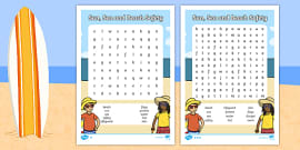 Sun Safety Word Search (teacher made) - Twinkl