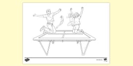 FREE! - Jumping on a Trampoline Colouring Sheets | Colouring Pages