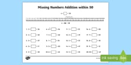 Missing Number Addition Within 20 Worksheet / Worksheet - Mental Maths Warm