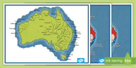 Labelled Australian Map with Cities | Kids Primary Resources