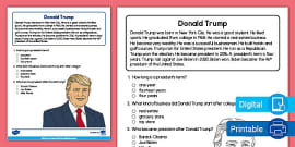 Third Grade Presidential Election Reading Comprehension Activity