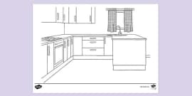 Kitchen Colouring Page | Colouring Sheets (teacher made)