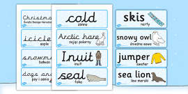 Winter Wortkarten Topic Word Cards German (teacher made)