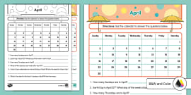 Reading a Calendar Activity Pack for K-2nd Grade - Twinkl