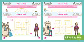 FREE! - King and Queen Maze Activity Worksheets - Twinkl