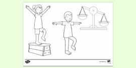 FREE! - Child Balancing Bean Bag On Elbow Colouring Sheet