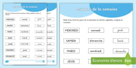 Cartes de vocabulaire sur les jours, mois et saisons