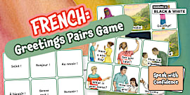 French Greetings Matching Worksheet - Twinkl