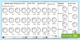 Minutes to the Hour Differentiated Worksheet / Worksheets