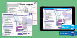Chemical Reactions Word Search for 6th-8th Grade - Twinkl