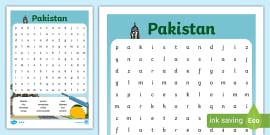 Places in Pakistan Word Search (teacher made) - Twinkl