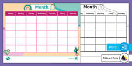Muted Rainbows Theme Calendar Display (Hecho por educadores)