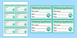 Vets Surgery Pet Appointments Form - Vets, vet, vet role play