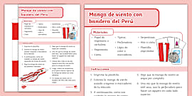 Ficha de actividad: Datos de las banderas del Perú - Twinkl