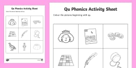 Find and Write 'qu' Words: Phonics Worksheets (teacher made)