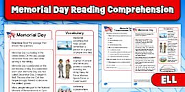 Memorial Day Adapted Reading Comprehension Worksheet