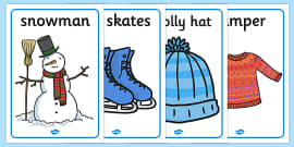 Patterned Winter Clothing - winter, clothing, scarf, A4, poster, activity