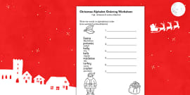 Christmas Words in Alphabetical Order Worksheet - Twinkl