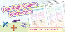 3 Digit Column Method Subtraction Worksheet - Maths - 3-4