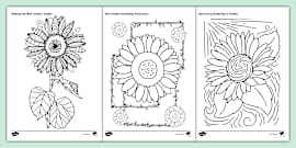 Sunflower Template Colouring Pages (teacher made) - Twinkl