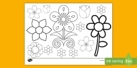 Spring Flowers Colour Recognition Colouring Page - Twinkl