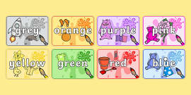 Colour Names on Splats Display Poster (teacher made)