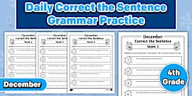 Fourth Grade May Daily Correct the Sentence Grammar Practice