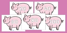 Numbers 0-100 on Pigs (teacher made) - Twinkl