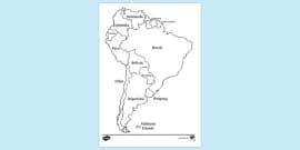 FREE! - South America Map With No Labels Colouring Sheets