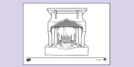 Fireplace 4 | KS1 Colouring Sheets | Twinkl Resources