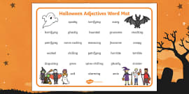 Halloween Verb Adjective and Noun Picture Worksheet - Twinkl